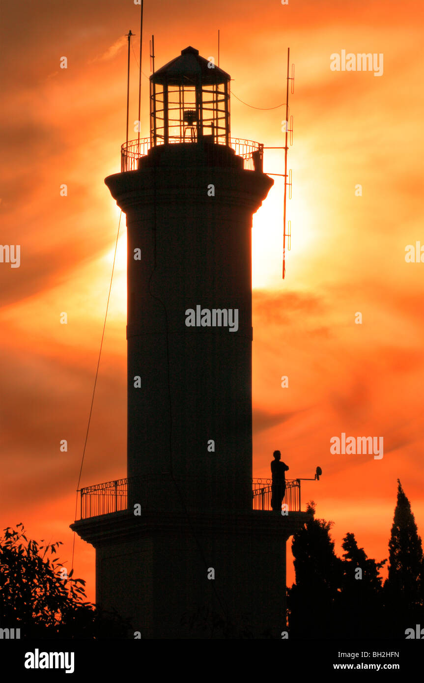 Old Lighthouse of Colonia del Sacramento at twilight. Uruguay Stock ...