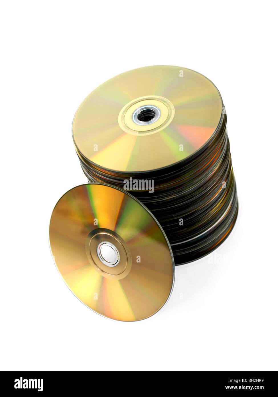A stack of compact discs isolated against a white background Stock ...