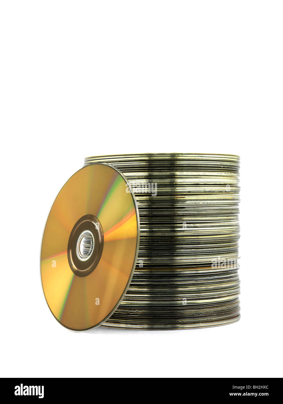 A stack of compact discs isolated against a white background Stock ...