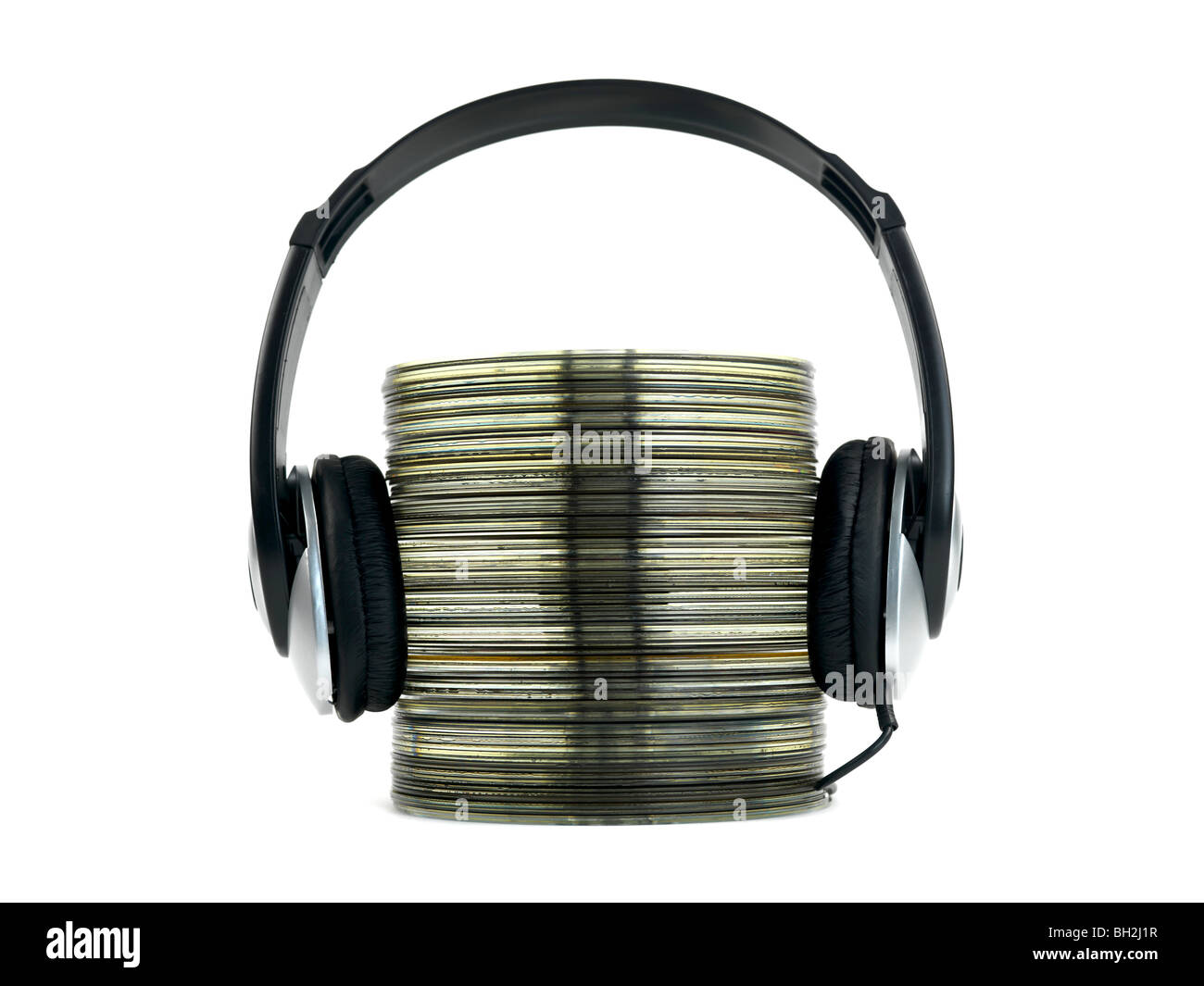 Compact discs and music items isolated against a white background Stock ...