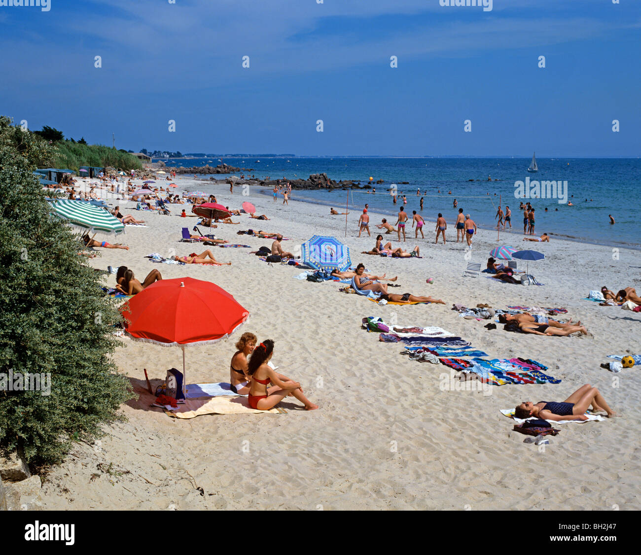 Picturesque beach scene in the Brittany resort of Carnac Stock Photo ...