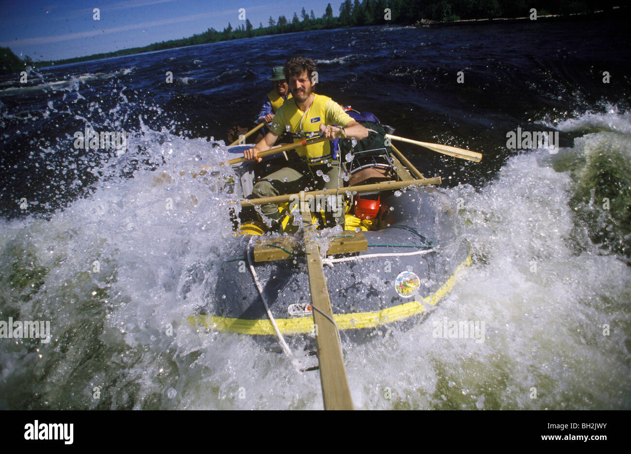 White water rafting in Torne river Sweden Stock Photo - Alamy