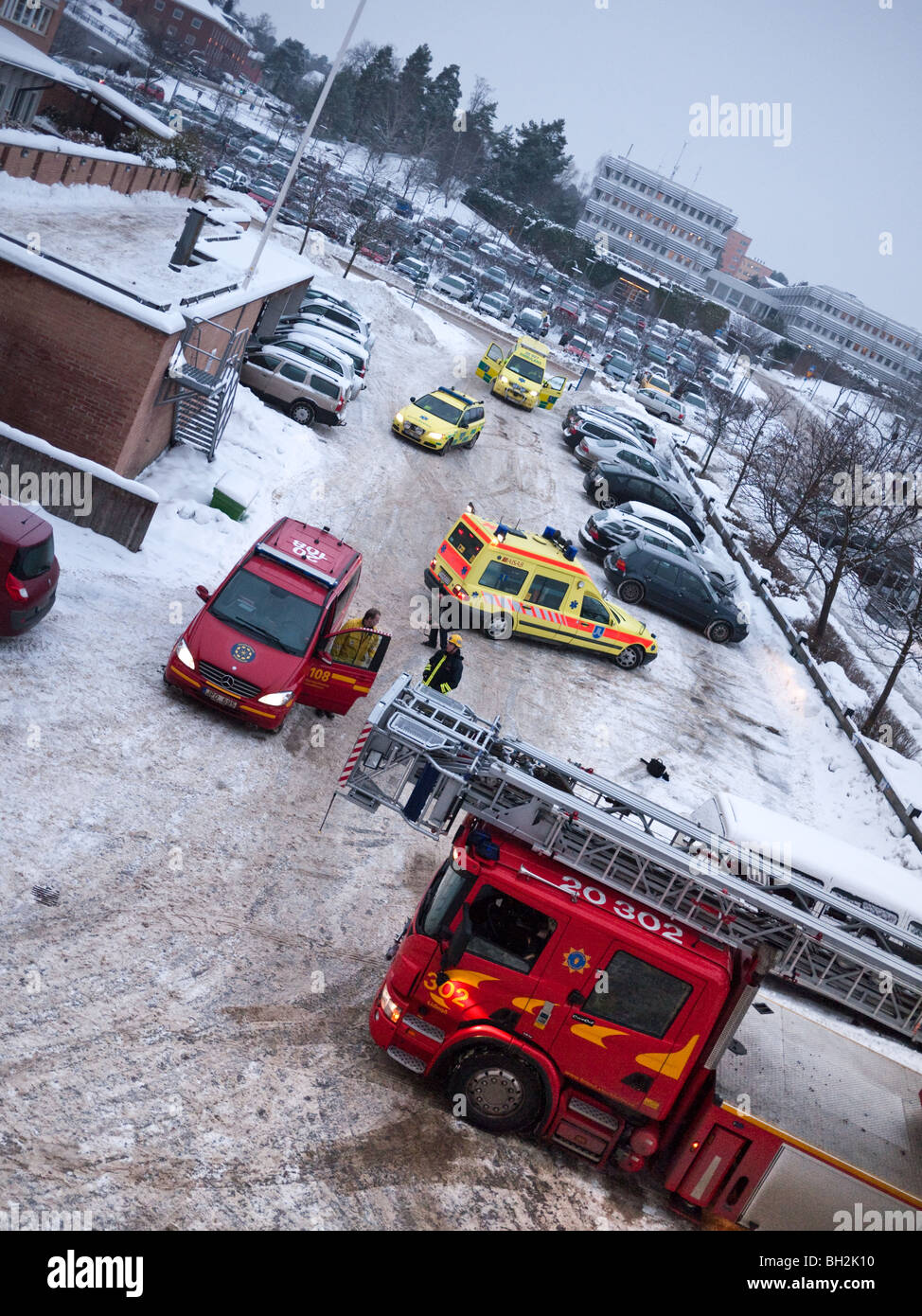 Fire engines in winter (Sweden Stock Photo - Alamy