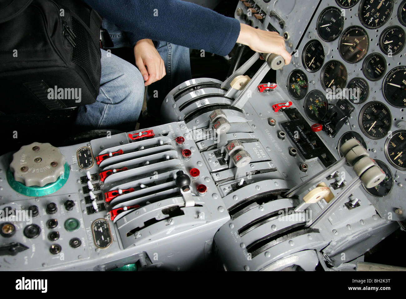 Cockpit of RAF Argosy 1970's transport aircraft at Midland Aviation ...
