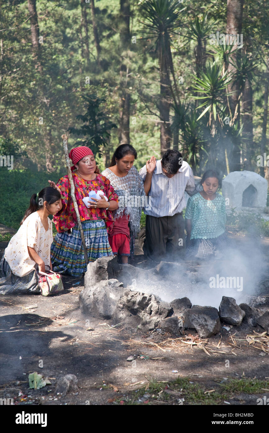 Performing a Mayan religious ceremony in Coban, Alta Verapaz, Guatemala ...