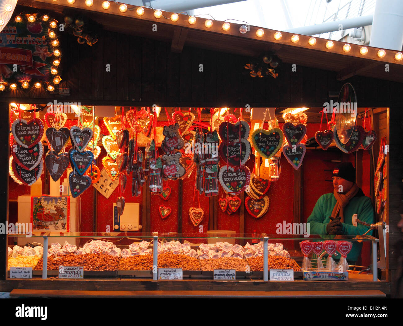 Confectionery and nut stall at Cologne Christmas Market South Bank ...