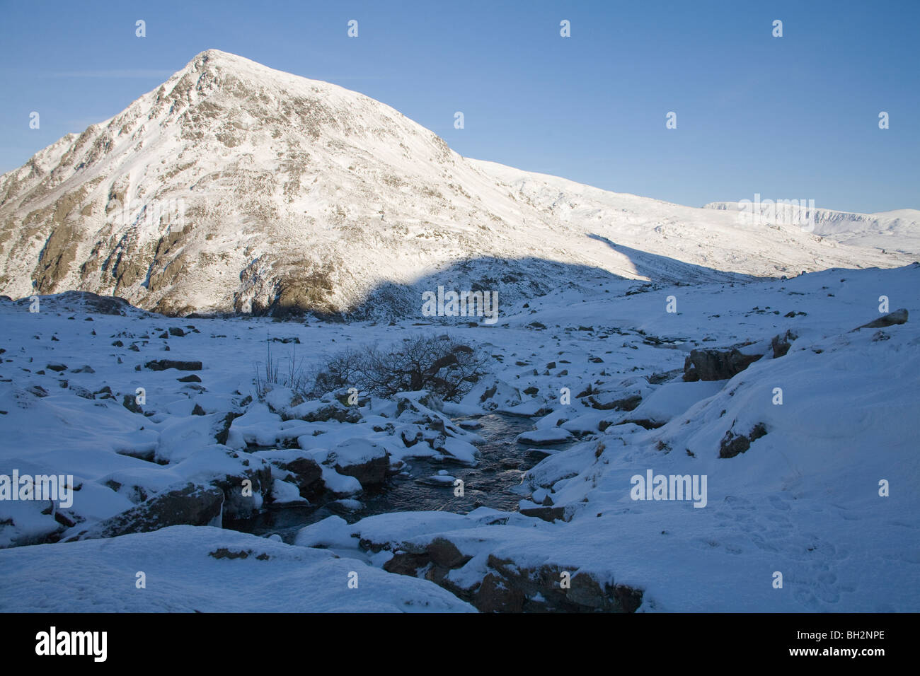 Ogwen Valley Conwy North Wales January Mountain stream Pen Yr Ole Wen ...
