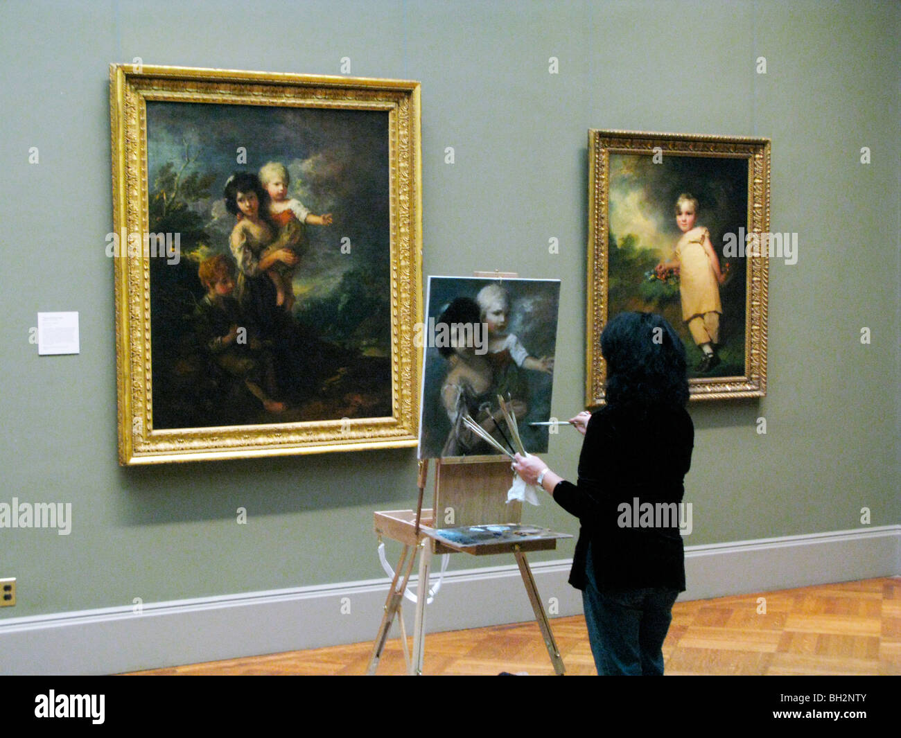 Woman copying painting Stock Photo - Alamy