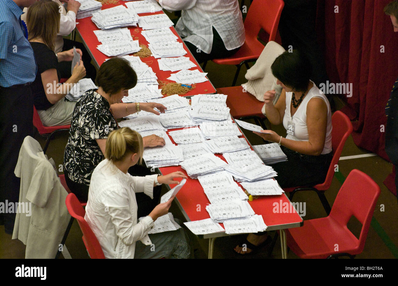 Counting votes in by-election in constituency of Blaenau Gwent South ...