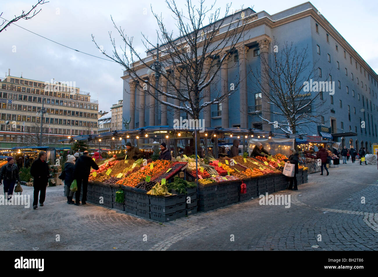 Fruit and vegetable market, at Hötorget in Stockholm Sweden, with ...