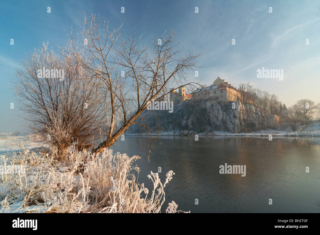 Benedictine Abbey in Tyniec in winter scenery Stock Photo - Alamy