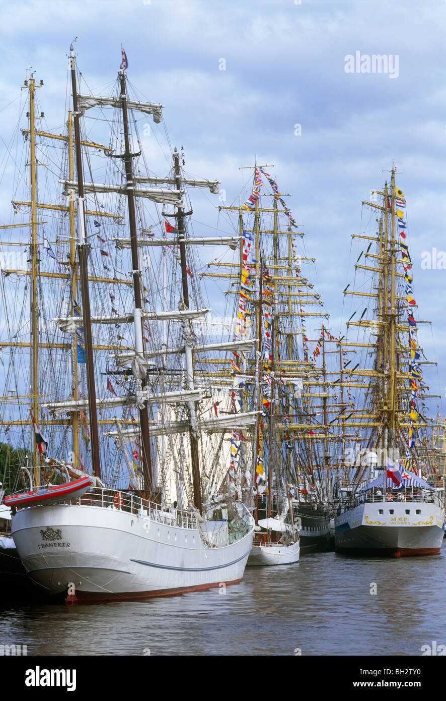 A view of the Tall Ships Sailing ships berthed on the River Tyne on ...