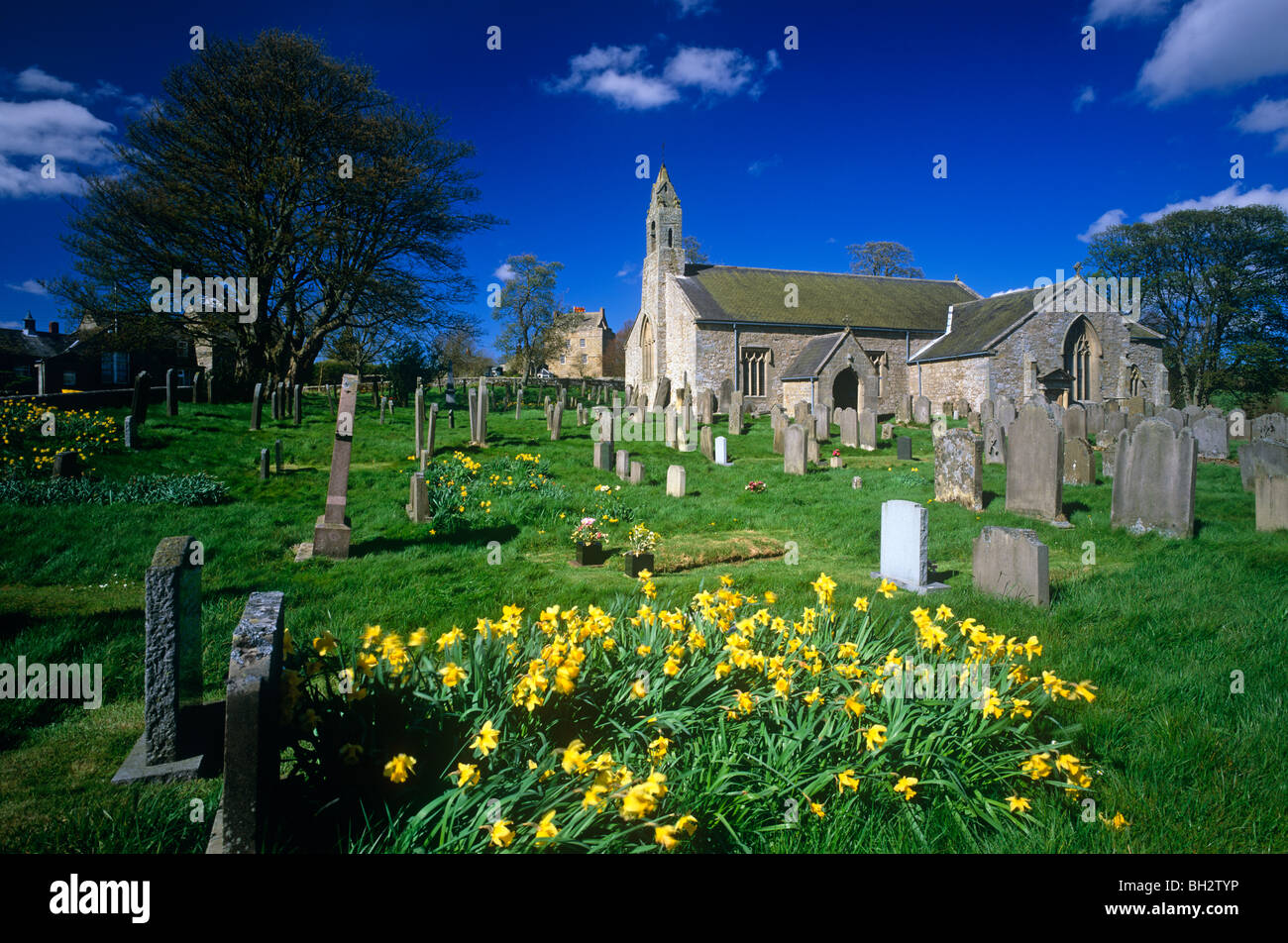 A view of Elsdon Village in Northumberland National Park in spring ...