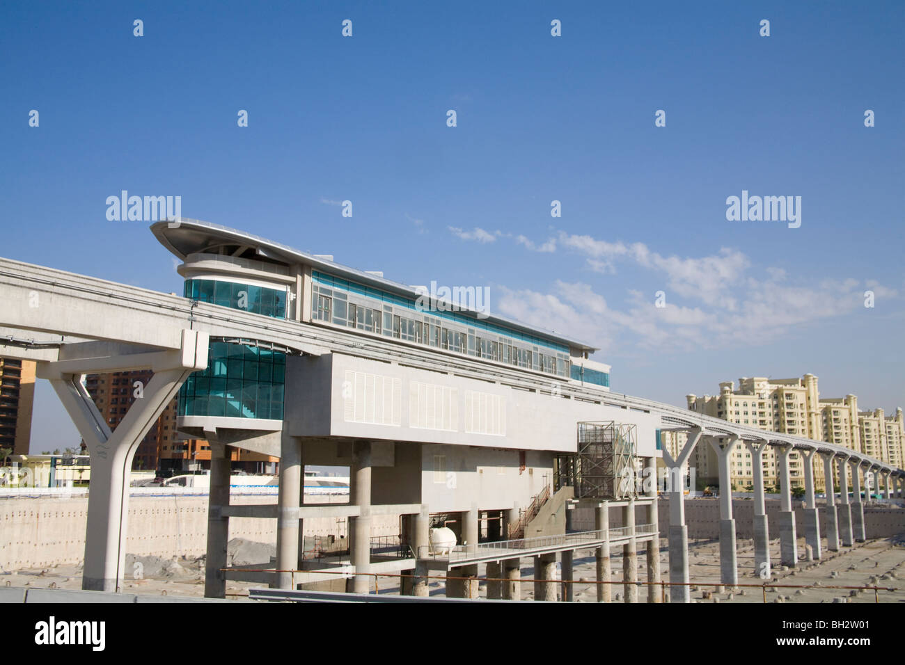 Dubai United Arab Emirates The track of the Palm Jumeirah monorail ...