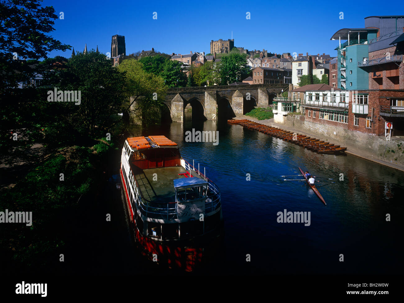 A view of Durham Cathedral, Durham Castle and Elvet Bridge, Durham City ...