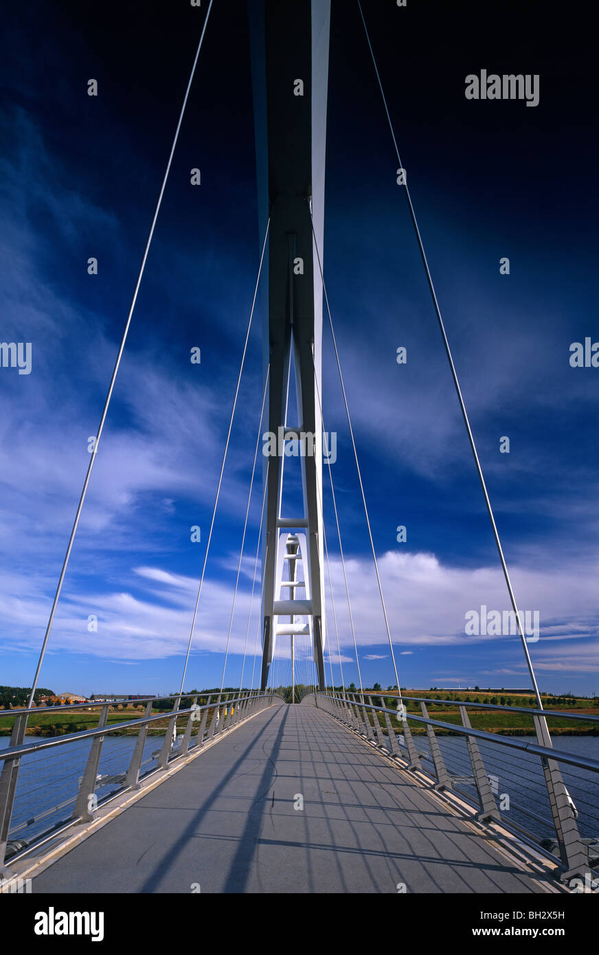 A daytime view of the Infinity Bridge over the River Tees, Stockton on ...