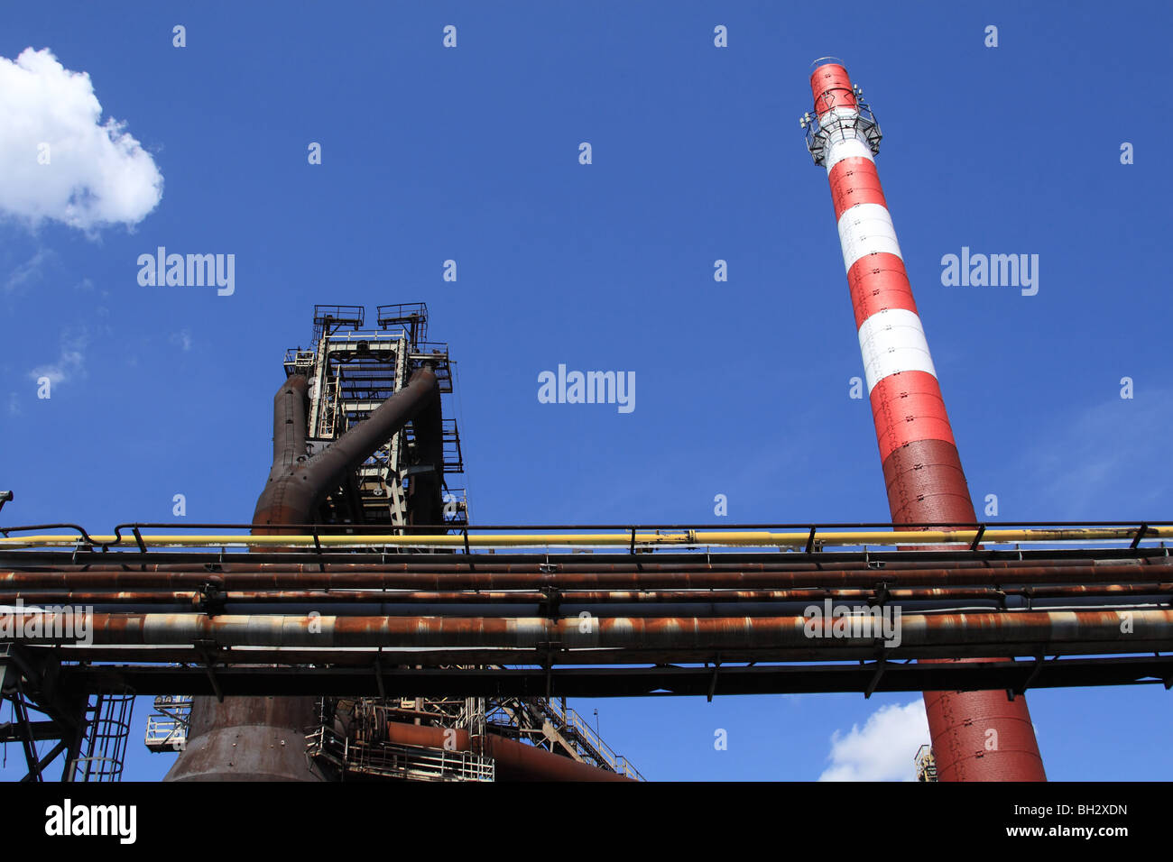 Blast Furnace and chimney in Huta Pokoj, Upper Silesia, Poland Stock ...