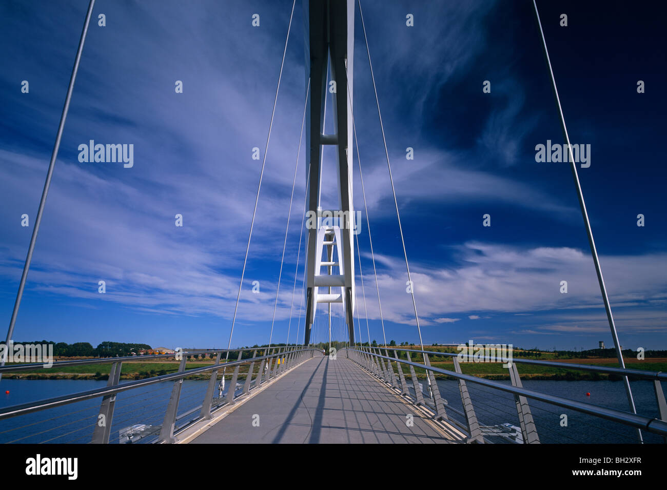 A daytime view of the Infinity Bridge over the River Tees, Stockton on ...