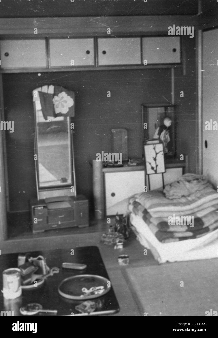 Interior of a home in Post World War II Japan during the American ...