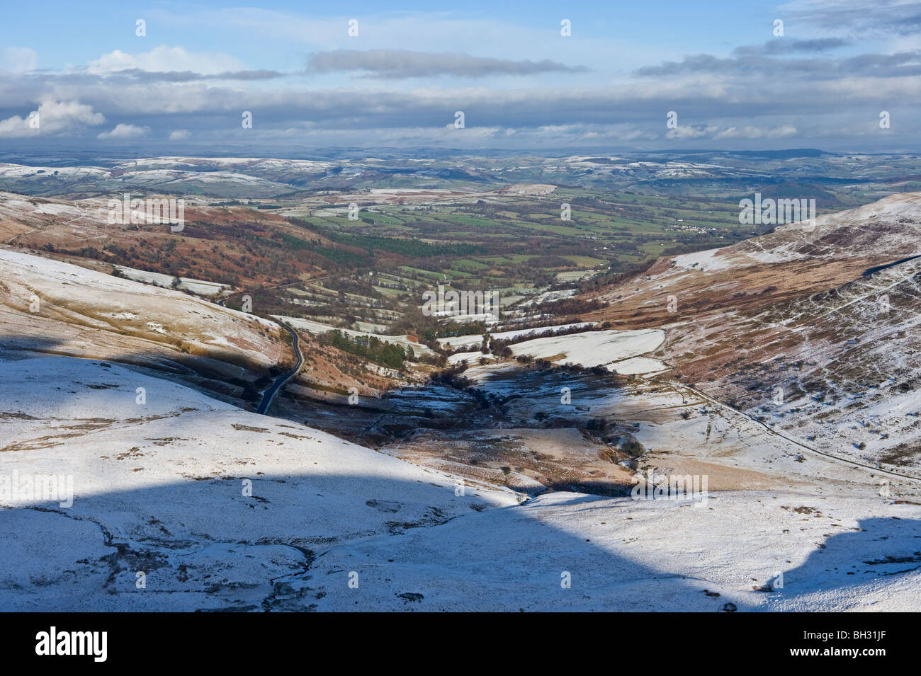 View north from summit of Fan Fawr, Brecon Beacons national park, Wales ...