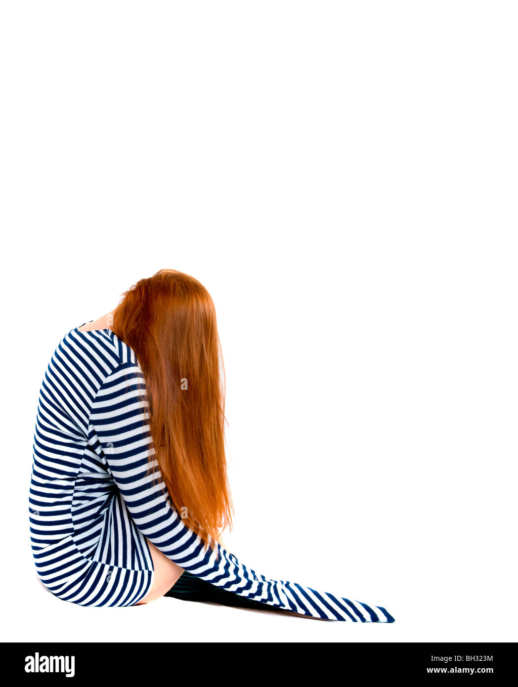 woman in a stripped vest. Depression Stock Photo - Alamy