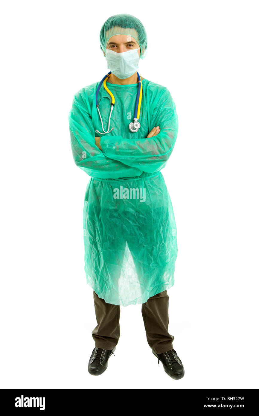 young male doctor, full length, isolated on white background Stock ...