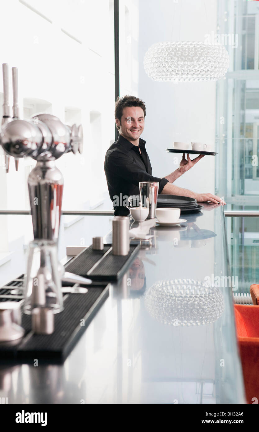 Portrait of a Waiter Stock Photo - Alamy