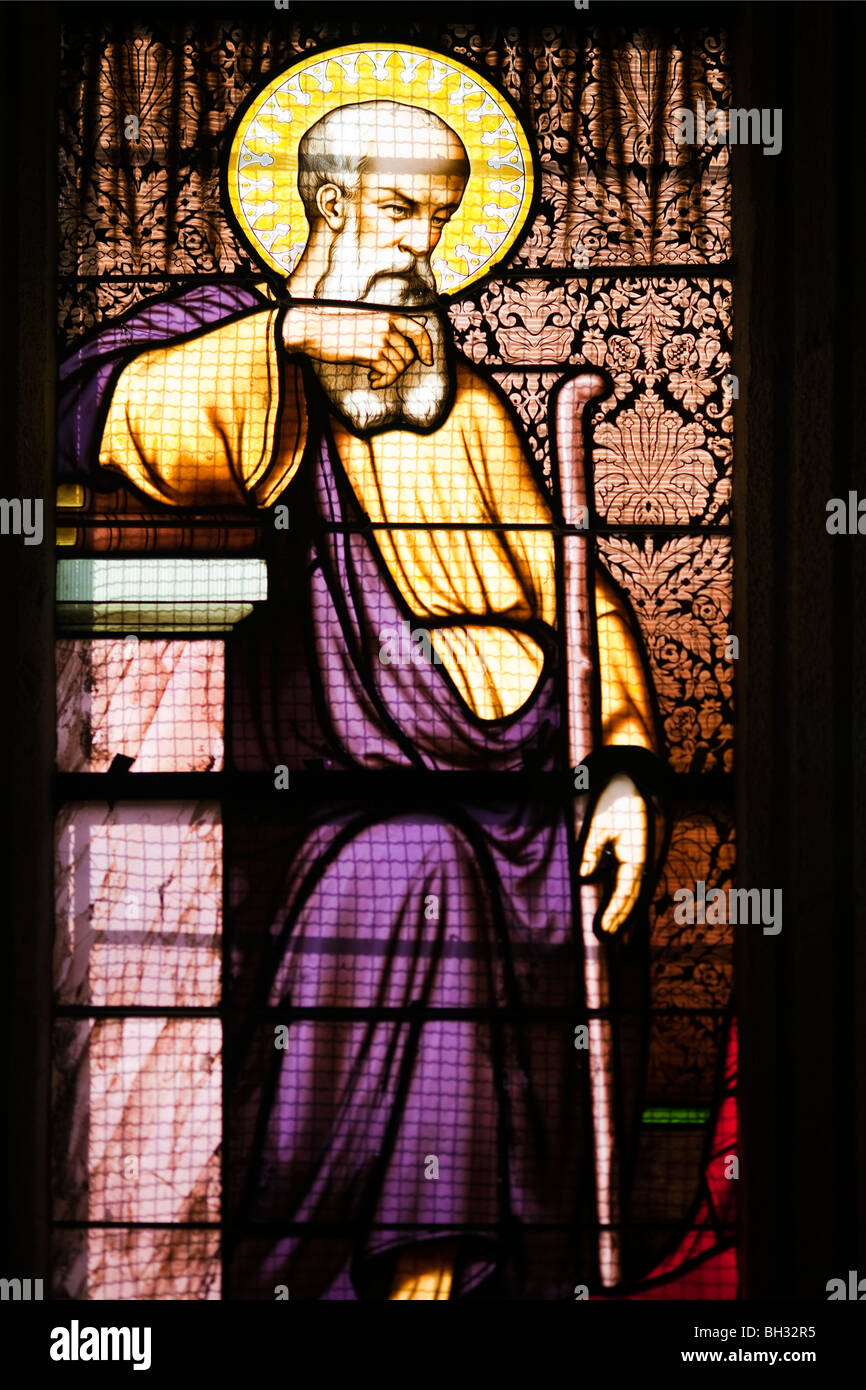 Stained glass window, Saint-Corentin Cathedral, town of Quimper ...