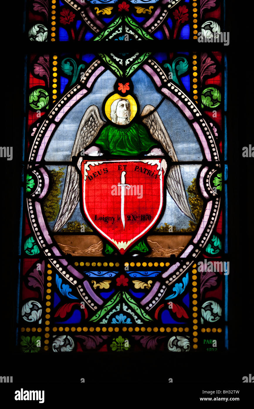 Stained glass window, Saint-Corentin Cathedral, town of Quimper ...