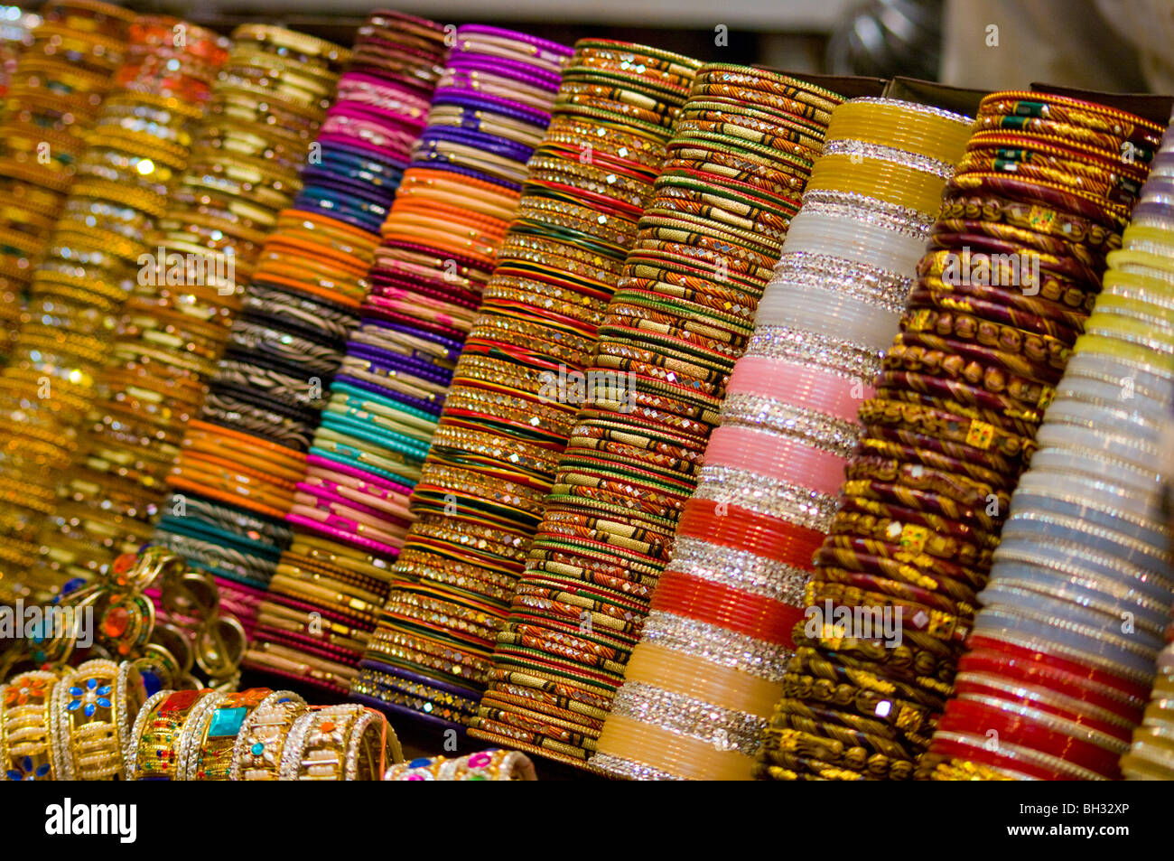 Indian bangles for sale on a street stall in Haridwar northern India ...