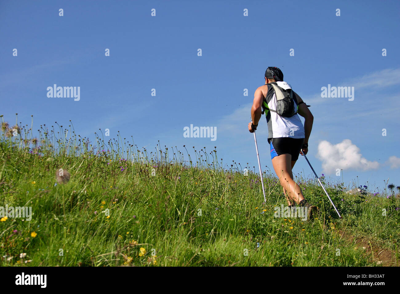 RUNNER DURING THE FRISON ROCHE RACE IN BEAUFORT IN THE ALPS, BEAUFORTIN ...