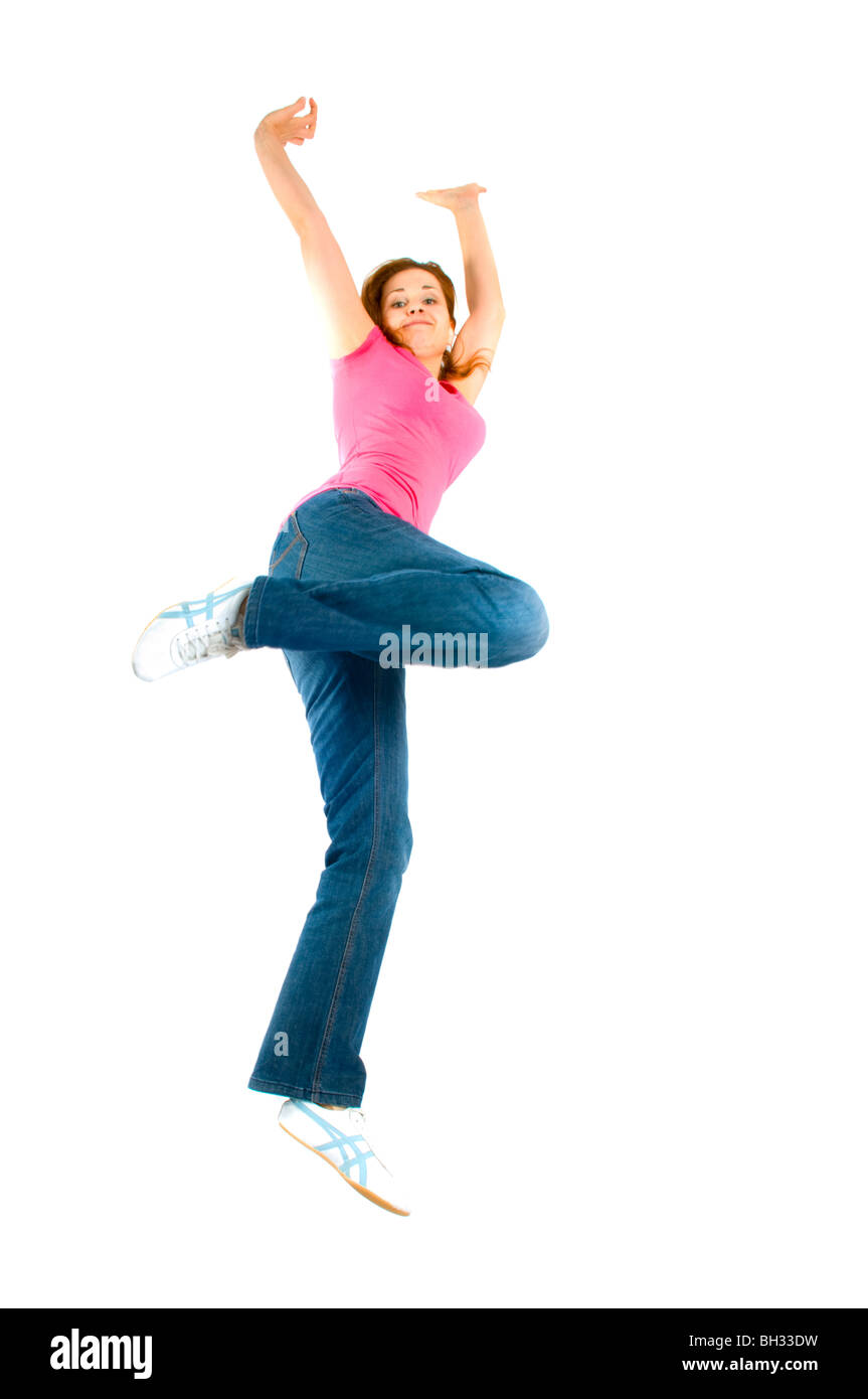 sport style girl jumping Stock Photo - Alamy