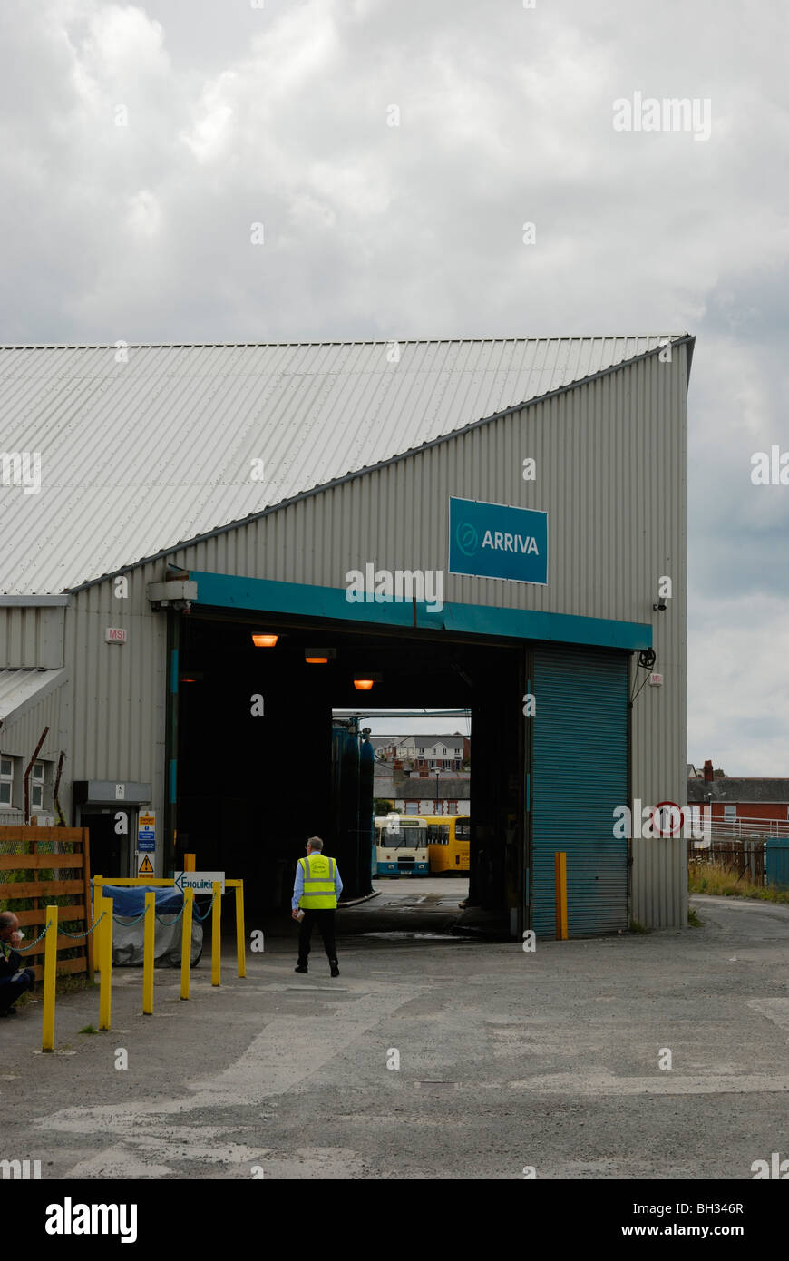 Arriva bus depot, Aberystwyth, Wales Stock Photo - Alamy