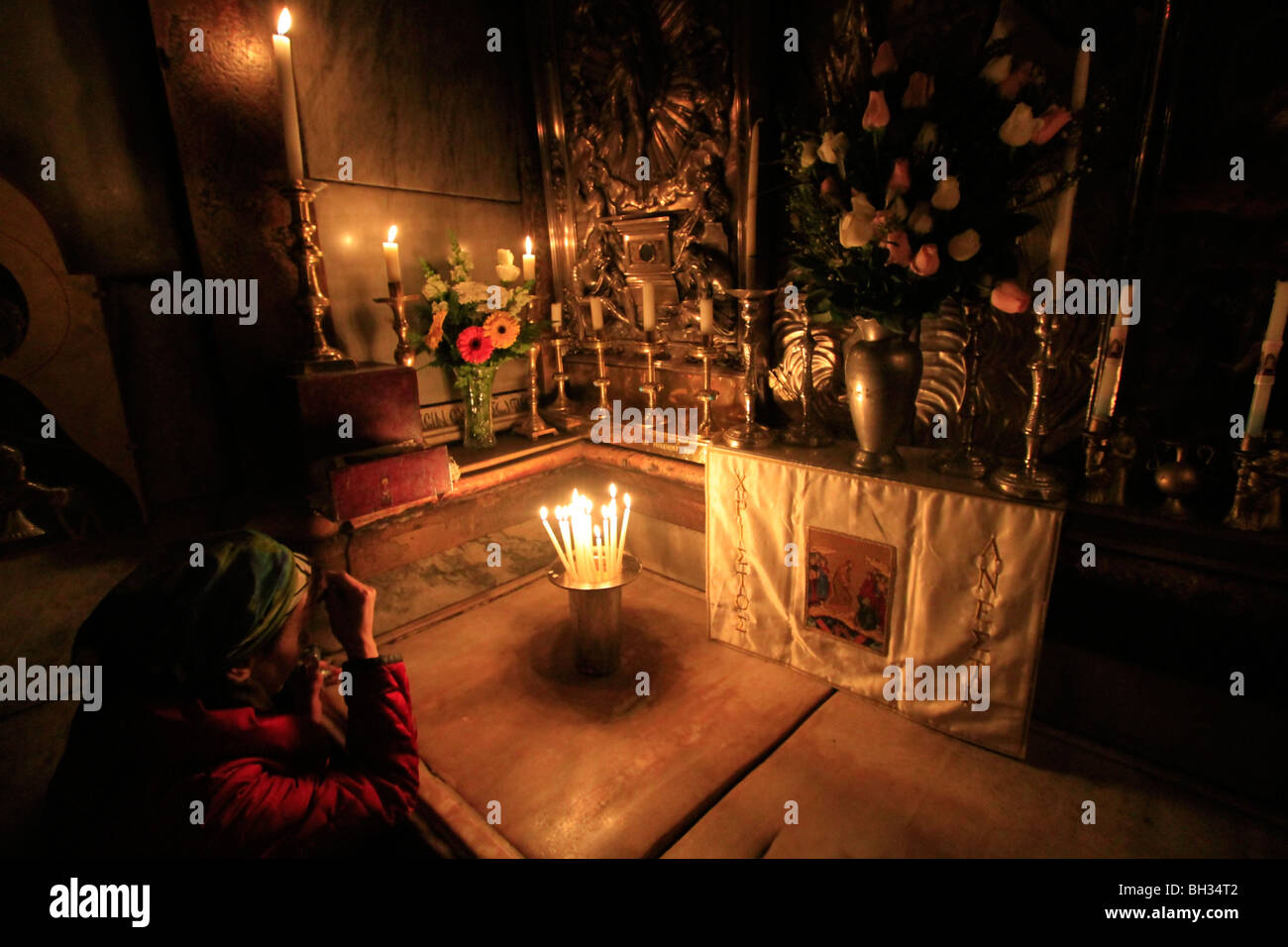 Israel, Jerusalem Old City, the chamber of the Holy Sepulchre, the ...