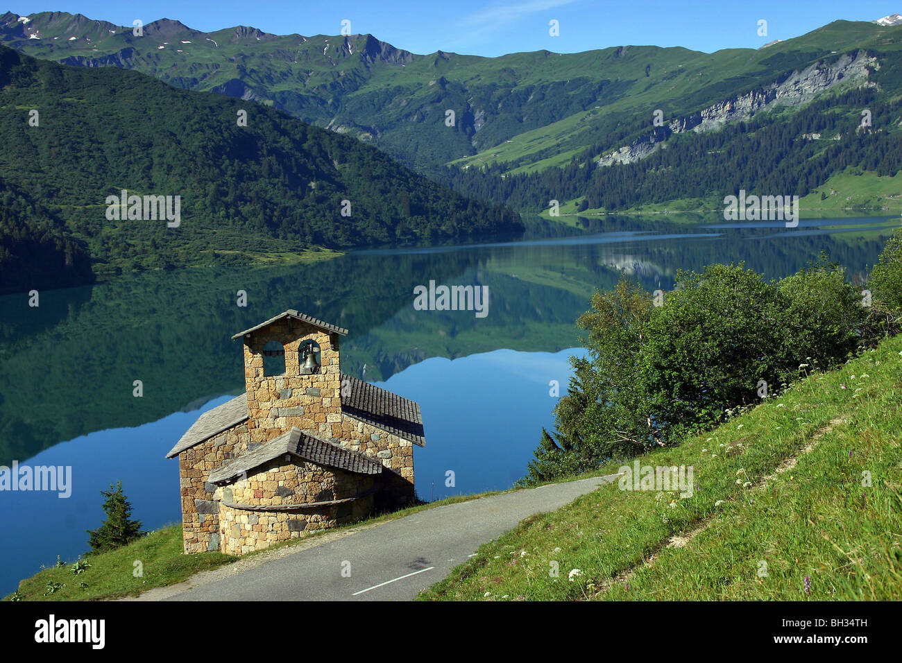 CHAPEL OF THE ROSELAND DAM, BEAUFORTIN, SAVOY (73), RHONE-ALPES, FRANCE ...