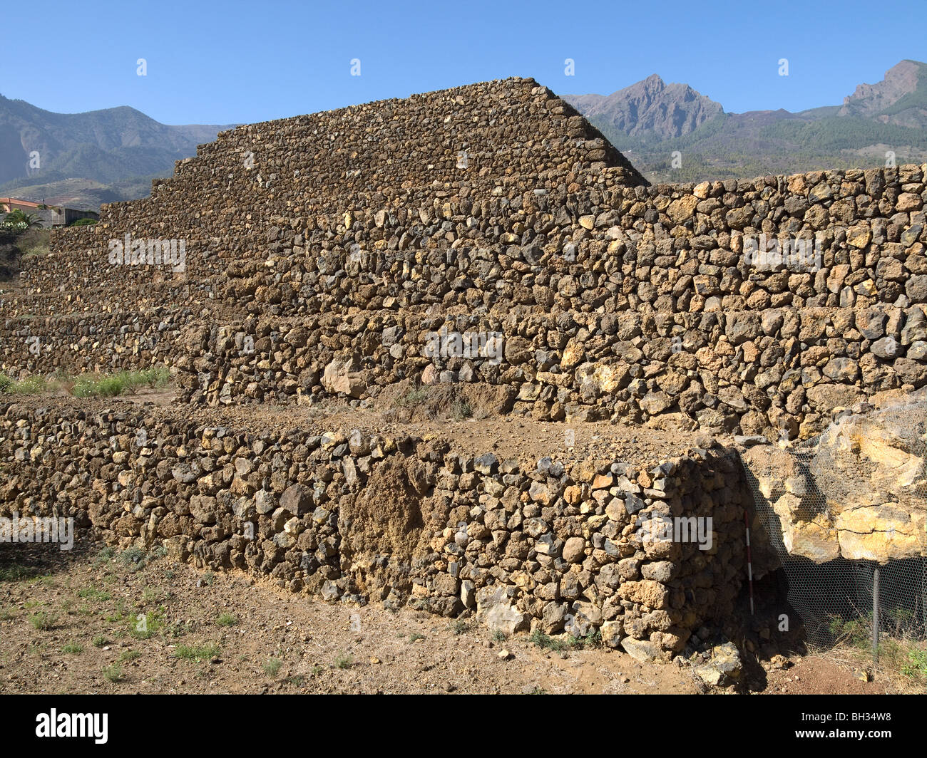 Ancient pyramid at the Piramides de Guimar Ethnographic Park Tenerife ...