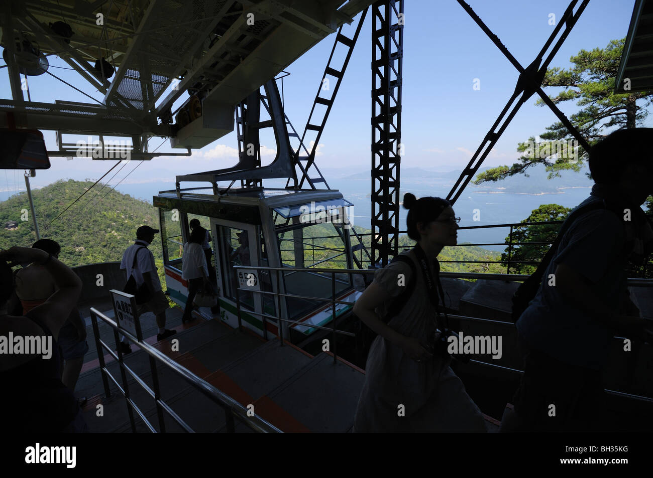 View of Seto Inland Sea (Seto Naikai) from Miyajima Ropeway station ...
