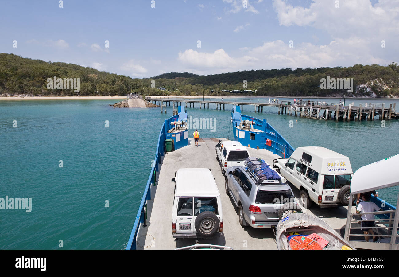 The Car Ferry Across to Fraser Island, Queensland, Australia Stock ...