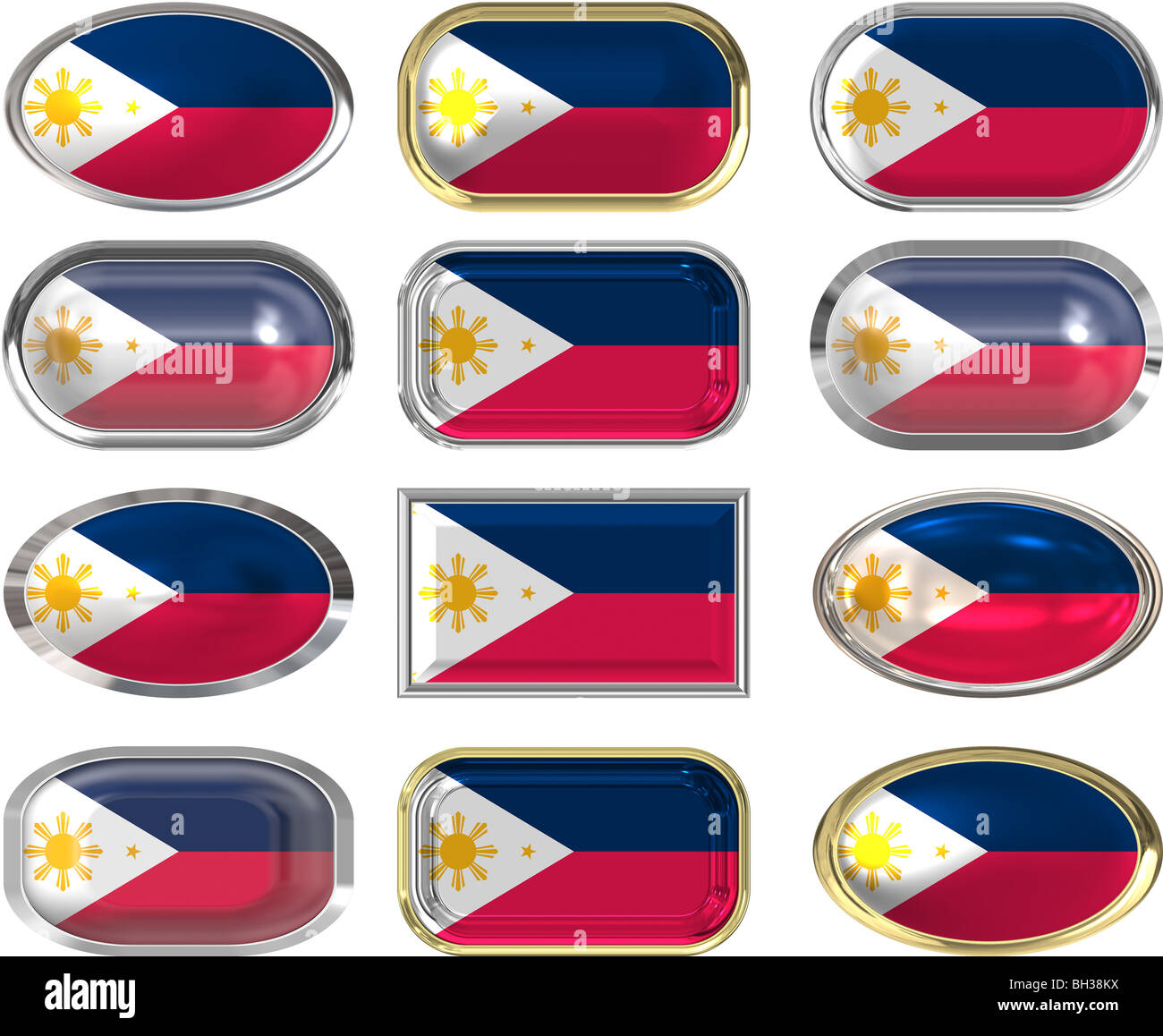 twelve Great buttons of the Flag of Philippines Stock Photo - Alamy