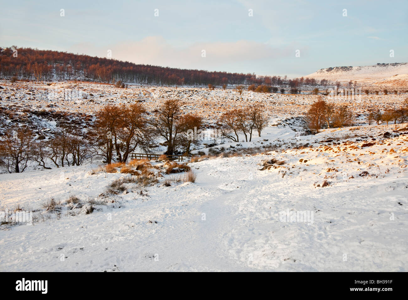 Burbage Brook in winter Grindleford Derbyshire England UK Stock Photo ...
