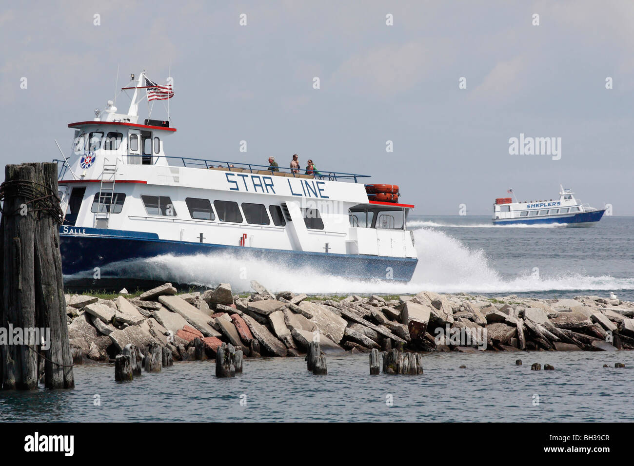 Ferry boat Star Line cruising on Lake Huron in Michigan MI USA US Great ...