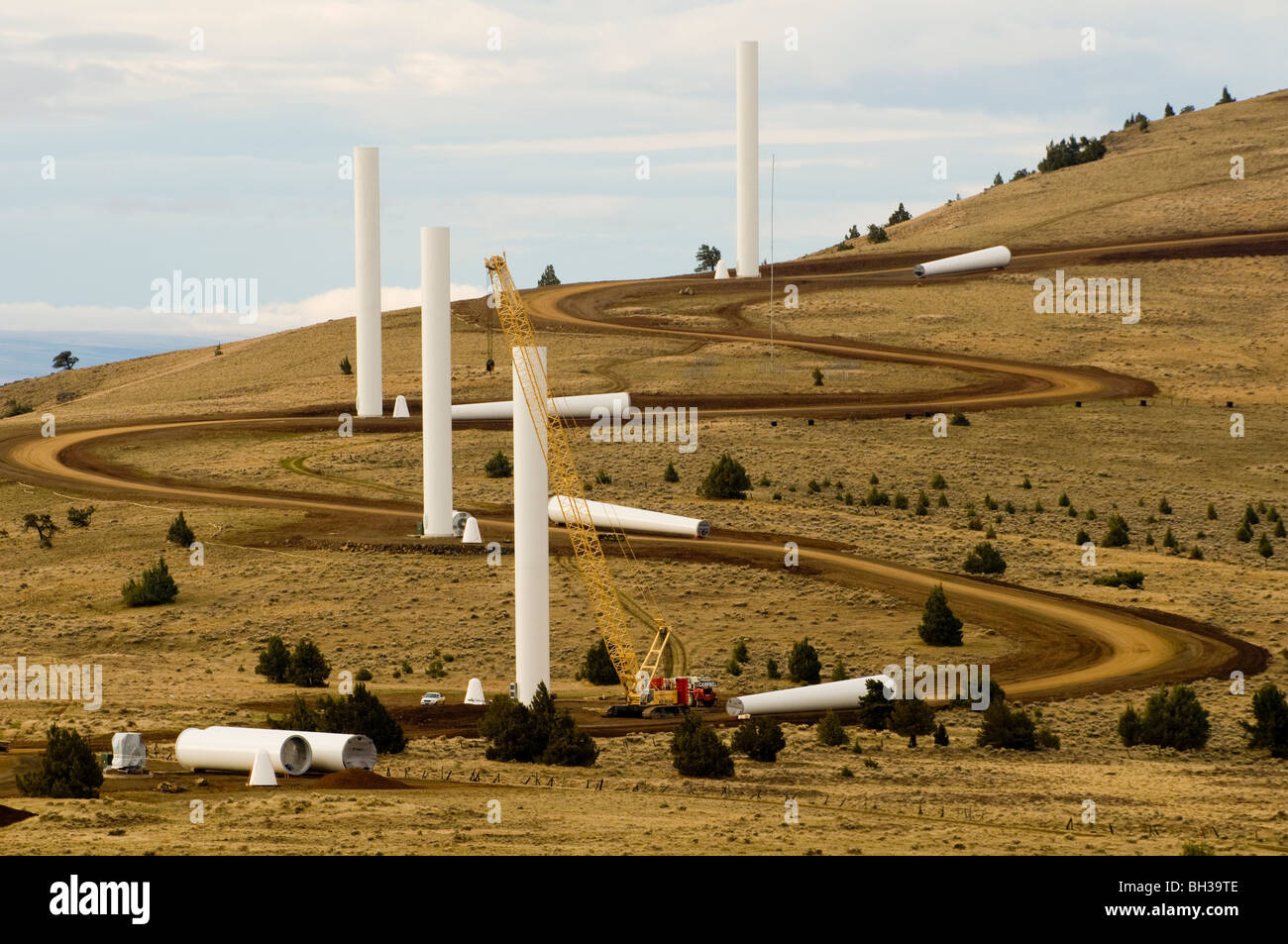 Construction and Assembly of Wind Turbines, Windy Point WInd Farm Stock ...