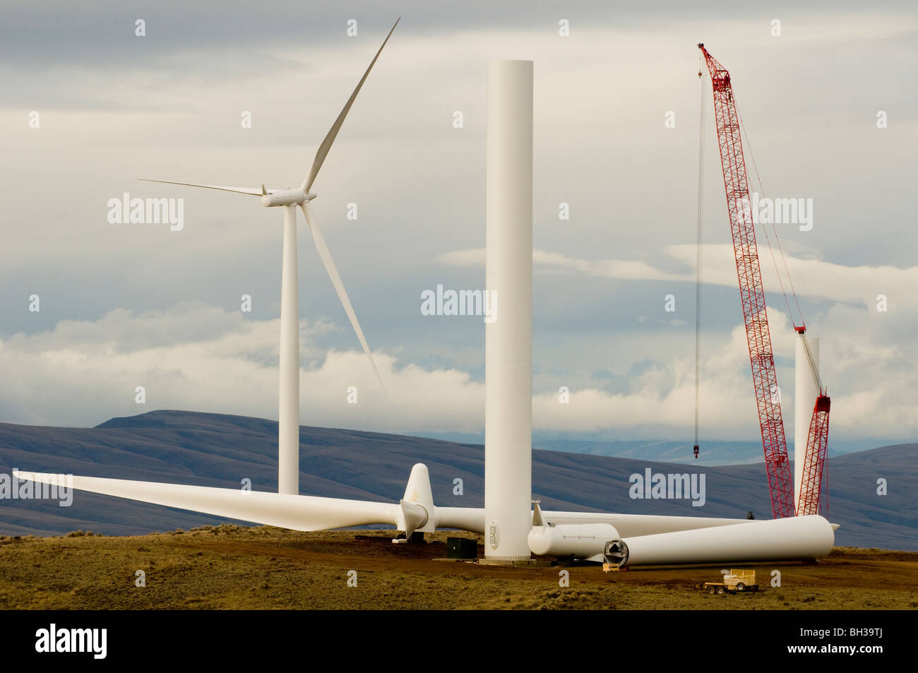 Construction and Assembly of Wind Turbines, Windy Point WInd Farm Stock ...