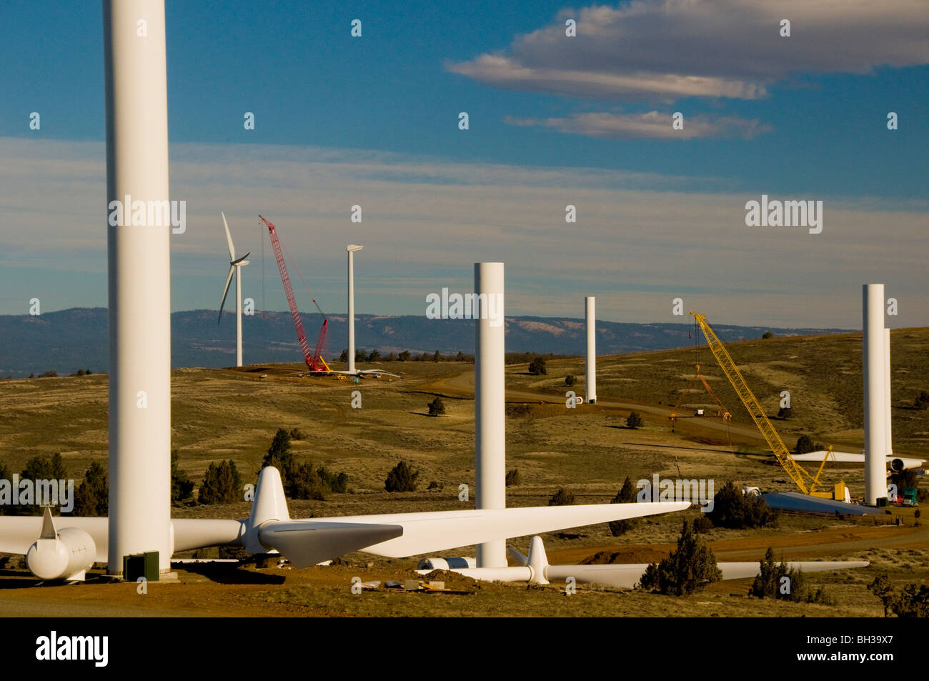 Construction and Assembly of Wind Turbines, Windy Point WInd Farm Stock ...