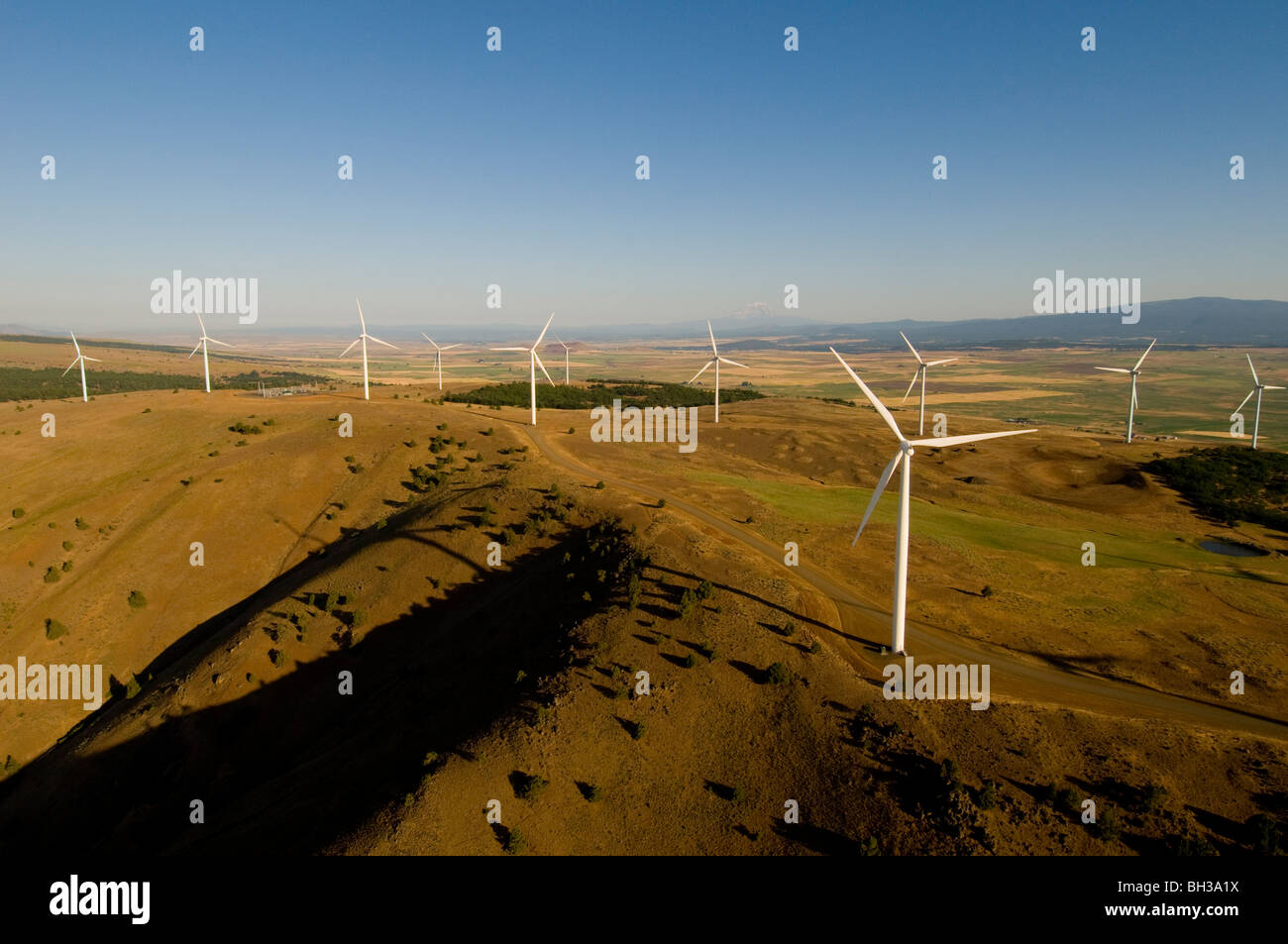 Aerial View of Windy Point Wind Farm in Klickitat County, Washington ...