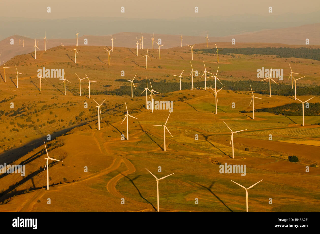 Aerial View of Windy Point Wind Farm in Klickitat County, Washington ...