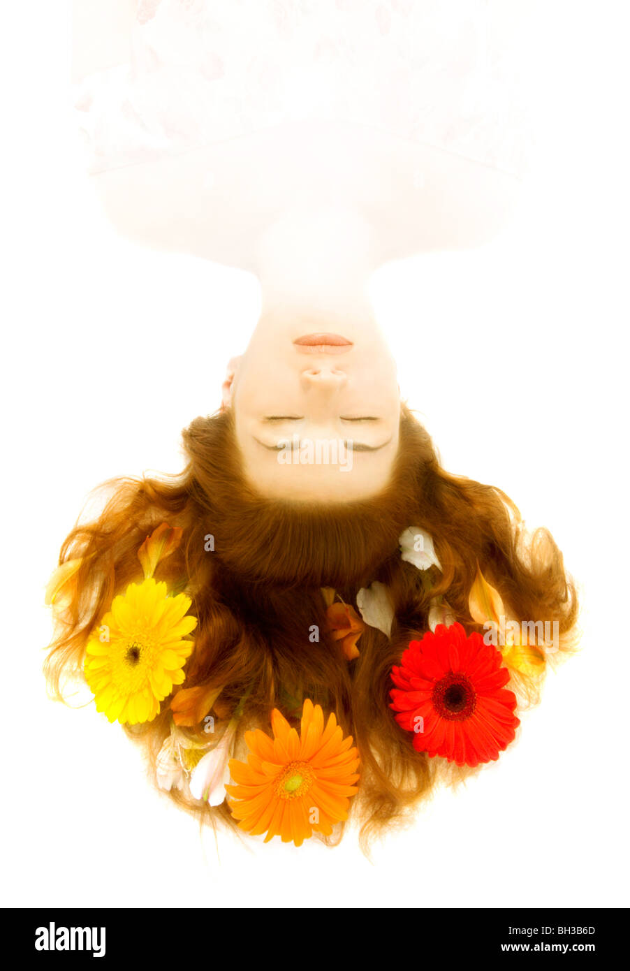 beautiful sleeping girl with flower Stock Photo - Alamy