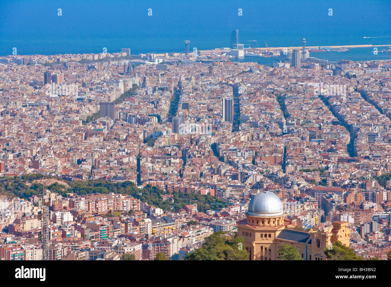 Barcelona - highest viewpoint from Tibidabo Amusement Park Stock Photo ...