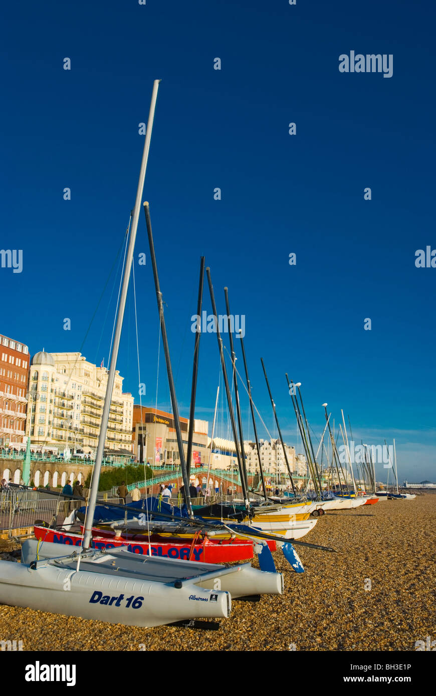 Sailing boats on beach in Brighton England UK Europe Stock Photo - Alamy