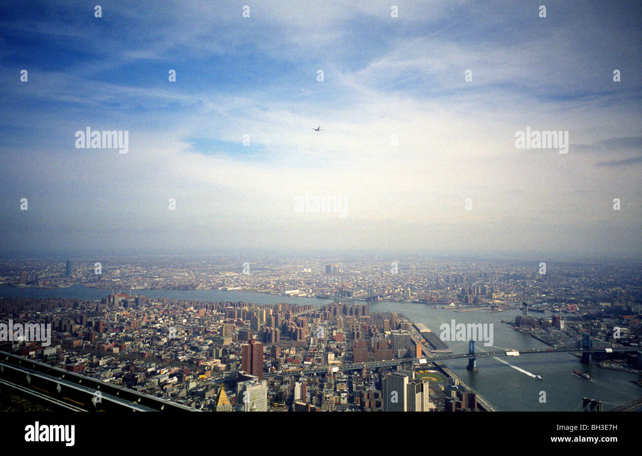 View over Manhattan from the World Trade Centre towers, the Twin Towers ...